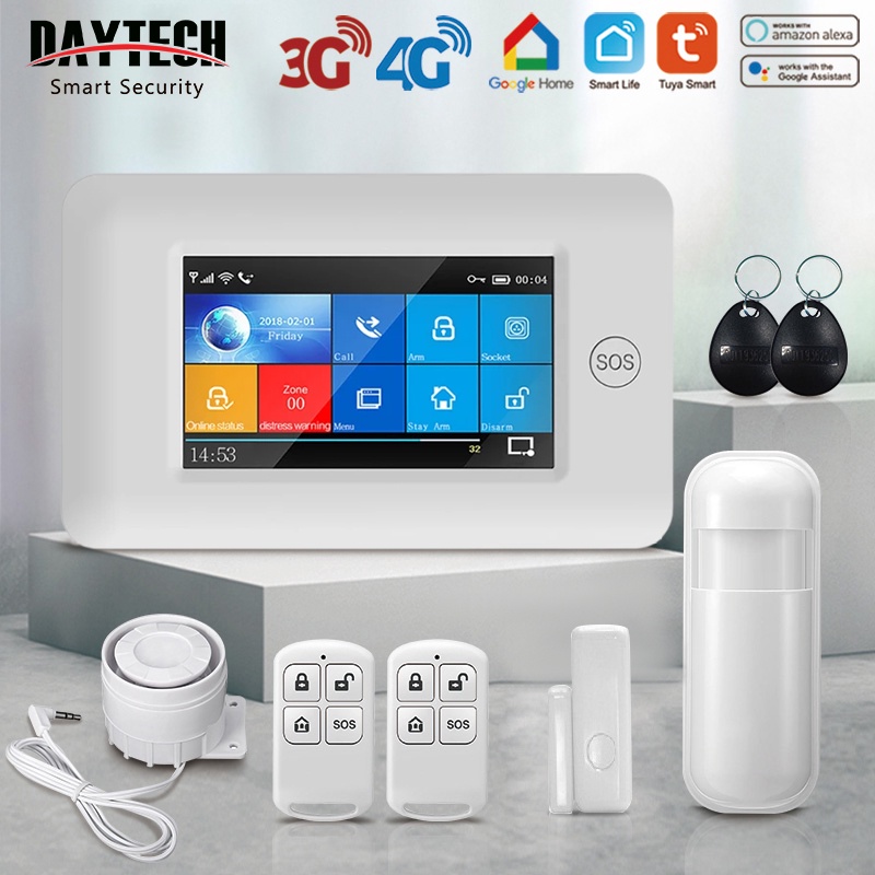 DAYTECH 4G Tuya Wireless Home WIFI GSM Home Security With Motion Detector Sensor Burglar Alarm ...