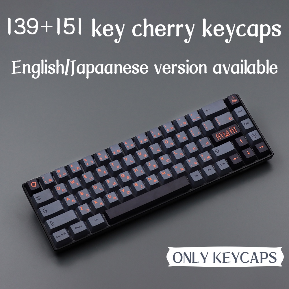 GMK Cinder Keycap Japanese Black and Grey 139/151 keys Cherry Profile ...