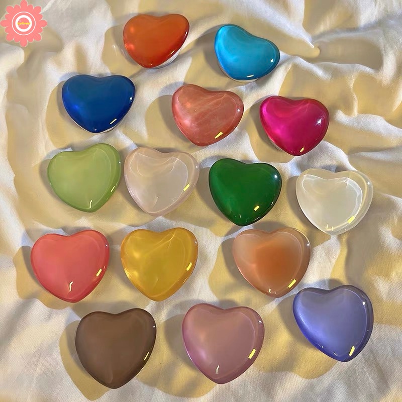 INS Fashion Cute 3D Crystal Love Heart Bracket Griotok Gradient Green ...
