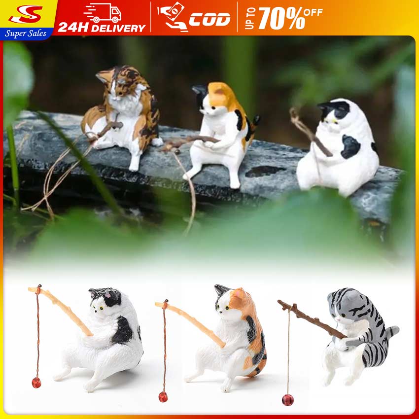 【SuperSales】Fish Tank Fishing Cat Hanging Creative Ornament Fishing ...