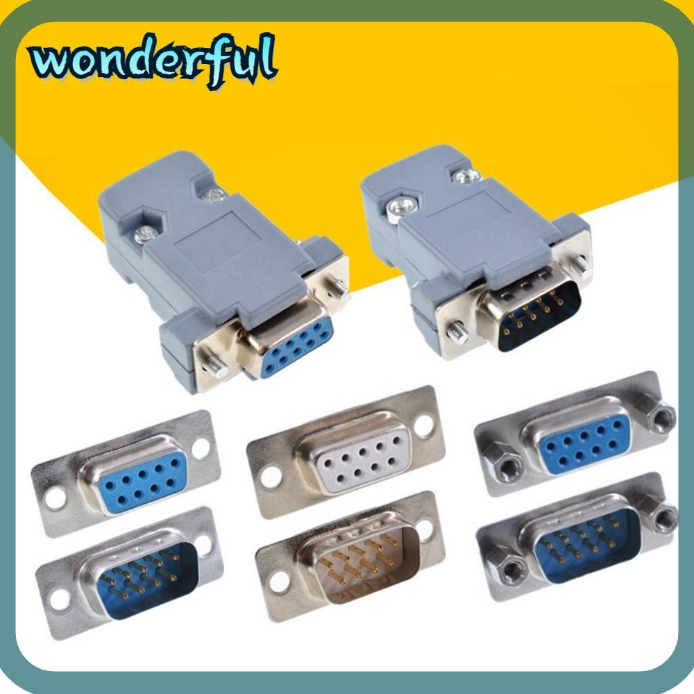 WONDER DB9 D-sub Connectors Plug, RS232 Serial With Plastic Shell 9 Pin Jack Socket, COM Plug ...