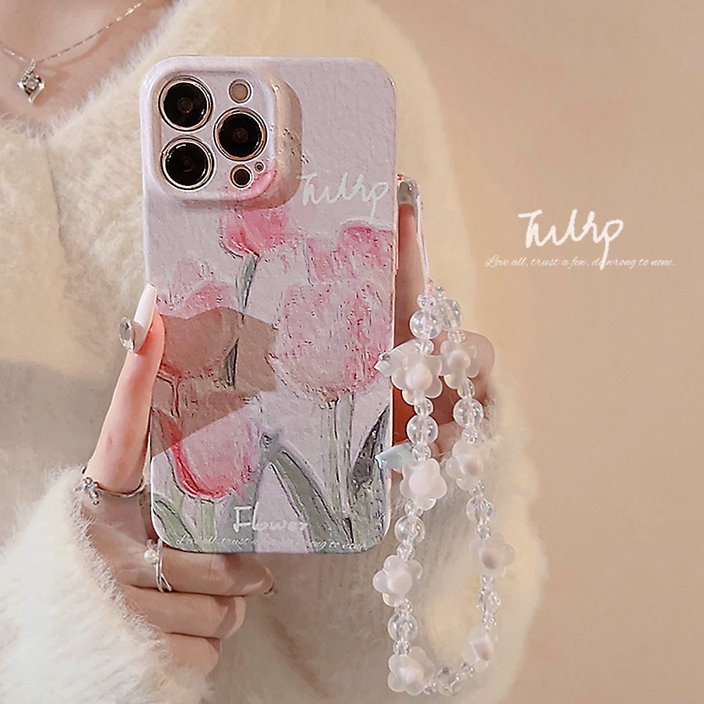 Tulip pink bracelet Fall-proof phone case tpu silicone for apple iphone ...