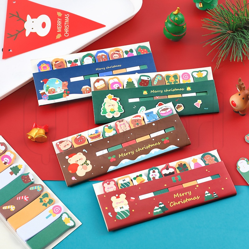 120 Sheets Xmas Tree Bear Writable Sticky Index Tabs Flag / Christmas ...