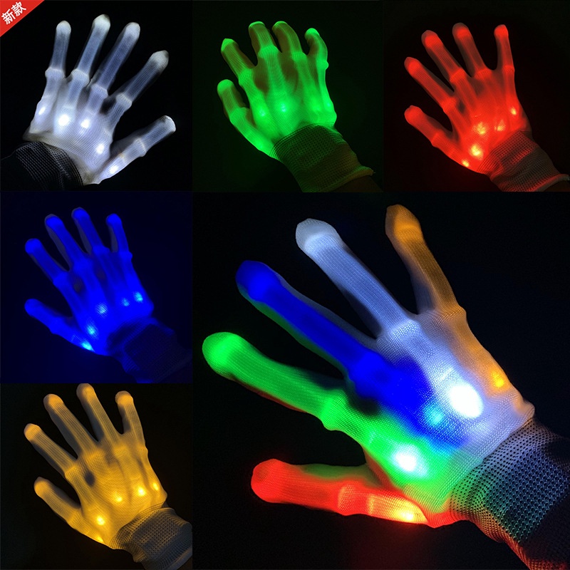 Prank Toy New Hand Bone Skeleton Led Luminous Gloves Halloween ...