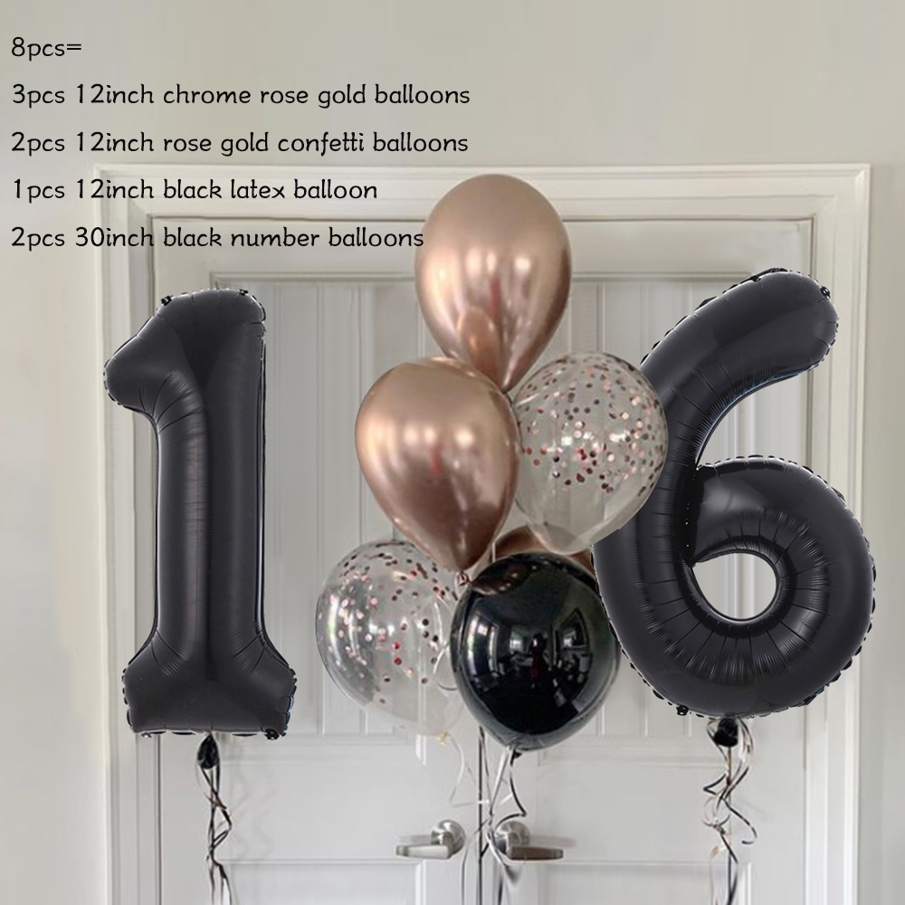30th 40th 50th 60th 70th 80th Balloons Birthday Decoration Set Gold ...