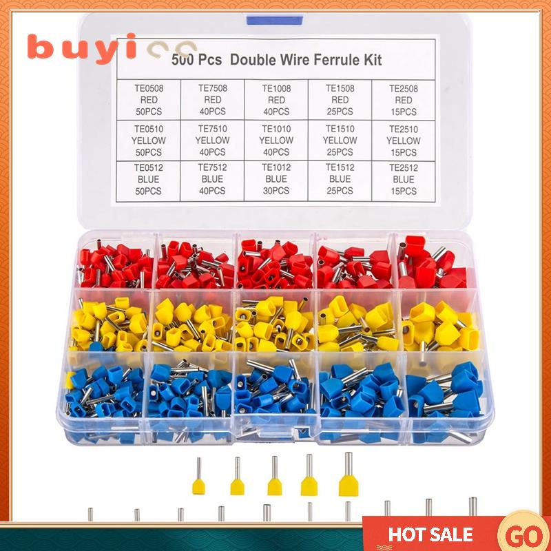 【Buyi00】Double Wire Ferrules Kit, 500Pcs Wire Ferrule Terminals ...