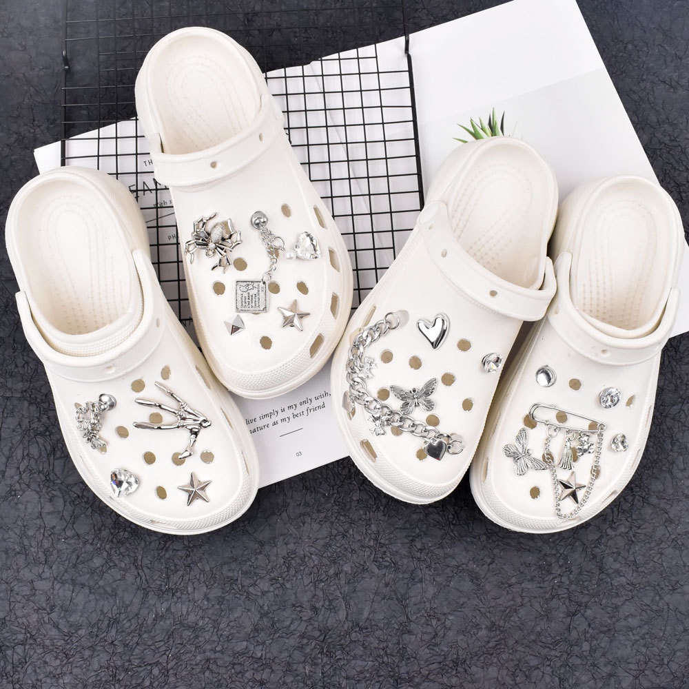3D metal crocs jibbitz punk style shoe buckle clog jibbitz set Shoe ...