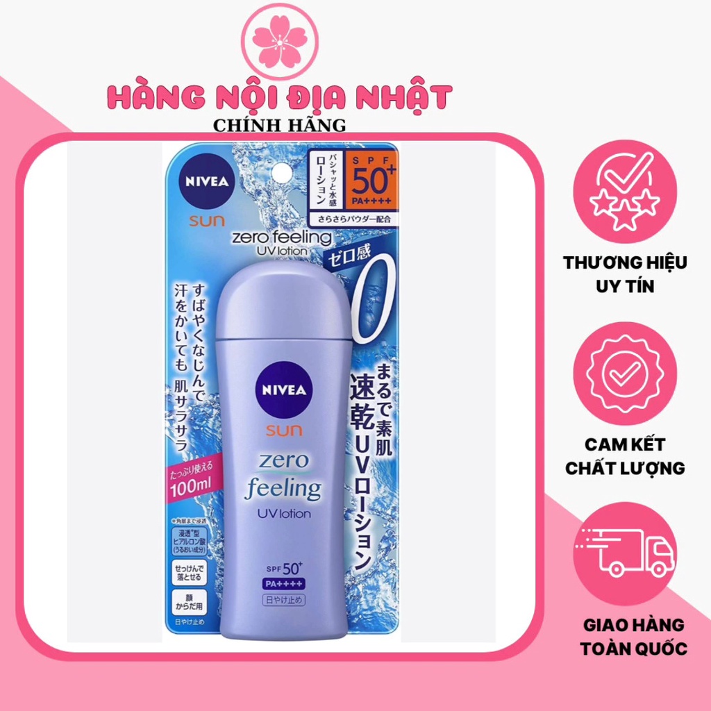 Nivea Zero Feeling UV lotion SPF50PA++ 100ml | Shopee Philippines