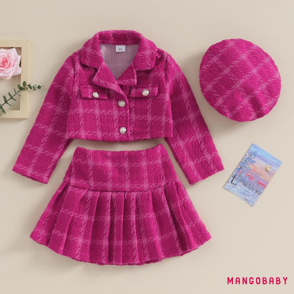 MG-Girls Autumn 3 Piece Outfits Long Sleeve Button Coat Pleated Plaid ...