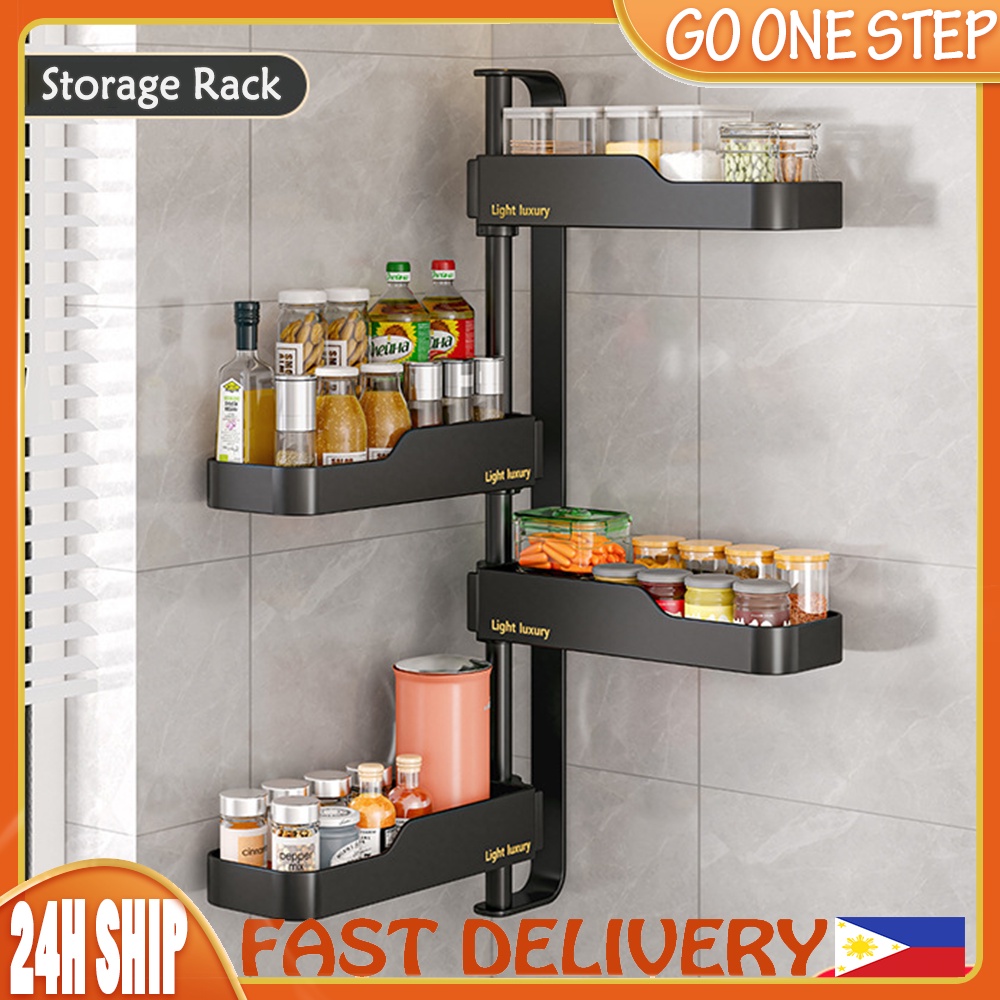 Kitchen Storage Rack Corner Condiments Organizer Wall-mounted Bathroom ...