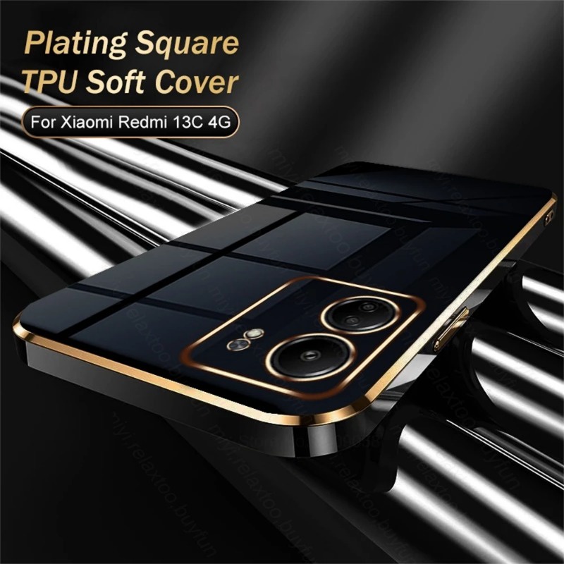Luxury Plating Gold Frame TPU Soft Back Cover For Redmi 14C 13C 12C 10C ...