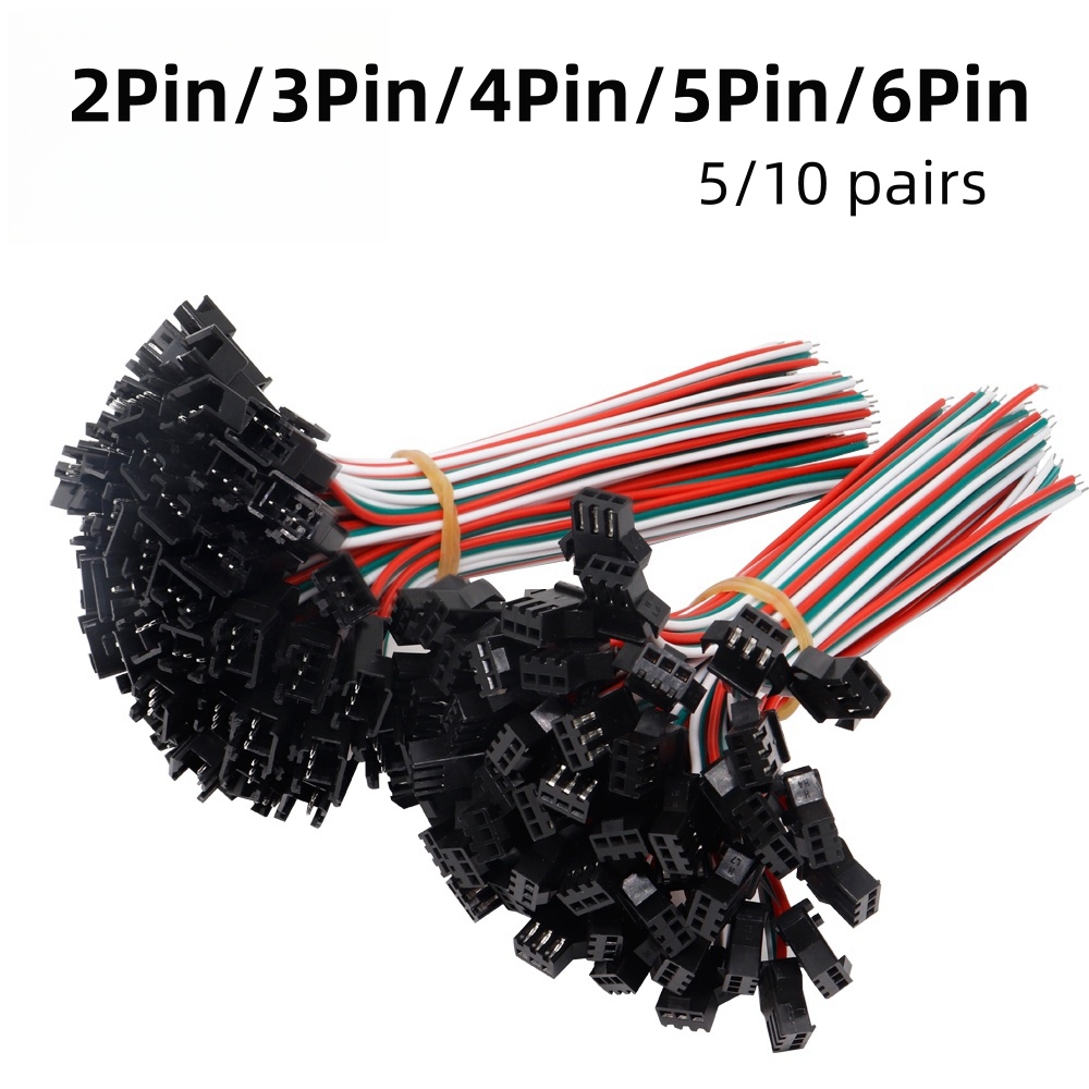 2pin 3pin 4pin 5pin 6Pin Led JST Connector SM Male/female Wire Connector Led Strip Plug For RGB ...