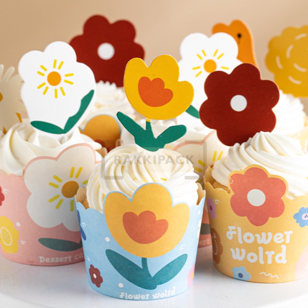 Topper papercup paper muffin baking flower cupcake | Shopee Philippines