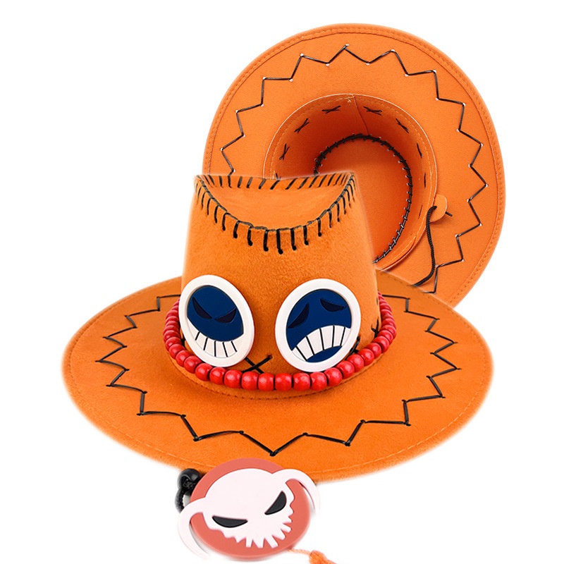 56-60cm Outdoor Unisex Portgas D Ace Anime Two-sides Cosplay Hats ...