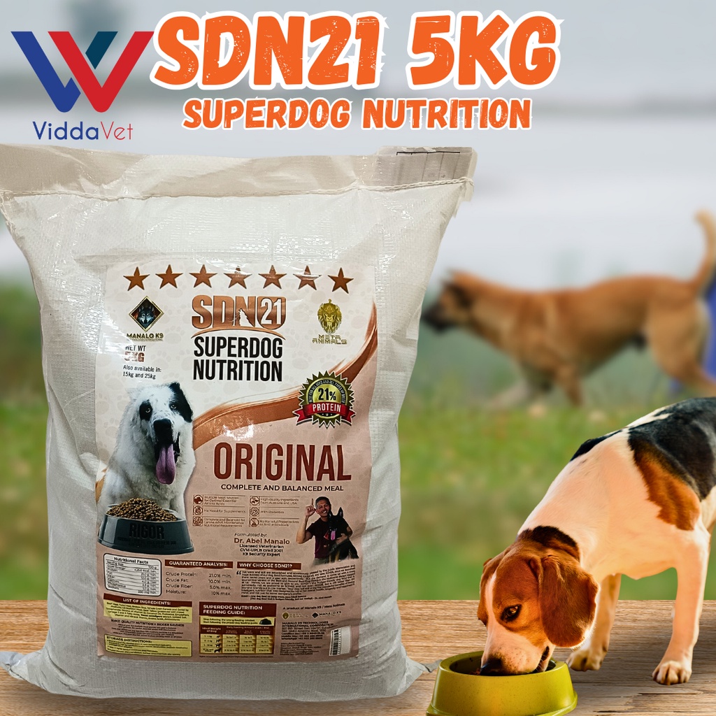 5kg SDN21 Superdog nutrition 21 protein balanced dry dog food viddavet ...