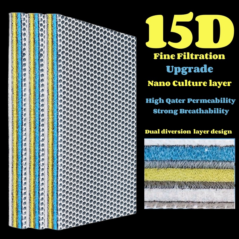 New 15D Reusable Aquarium Biochemical Filter Sponge Foam 15 Layer Fish ...