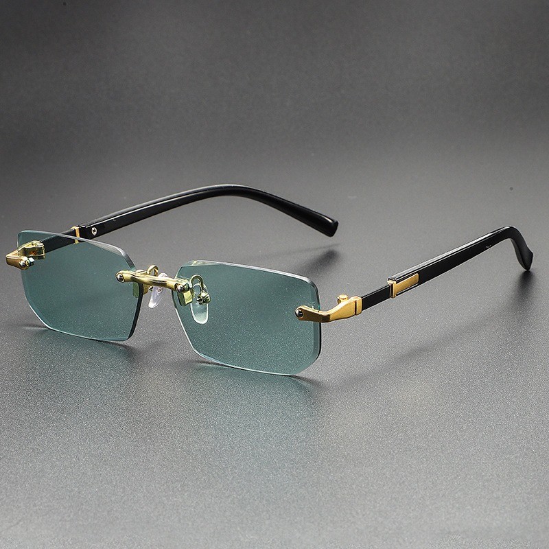 Rimless Rectangle Sunglasses, Y2K UV400 Frameless Sun Glasses, Retro ...