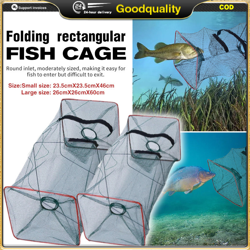 Foldable Fish Net Trap Rectangular Fishing Gear Crab Prawn Shrimp ...