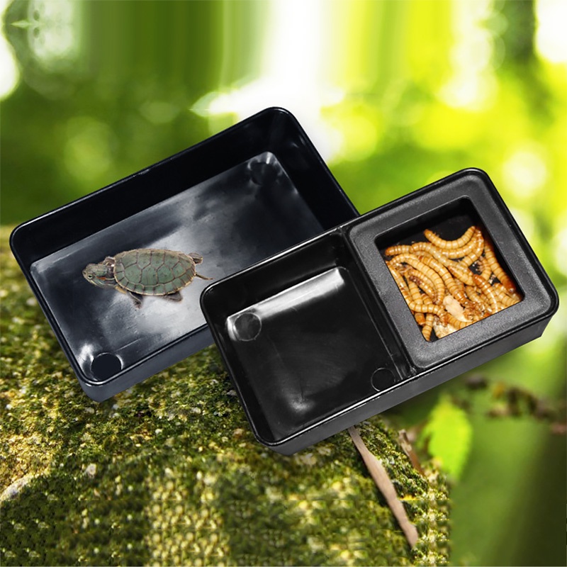2 Grid Pet Plastic Reptile Feed Box Food Water Dish Bowl For Tortoise ...
