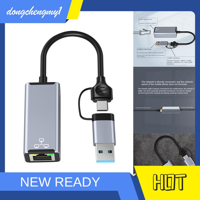 USB Type C To RJ45 Wired Network Card Super Speed USB 3.0 To Ethernet ...