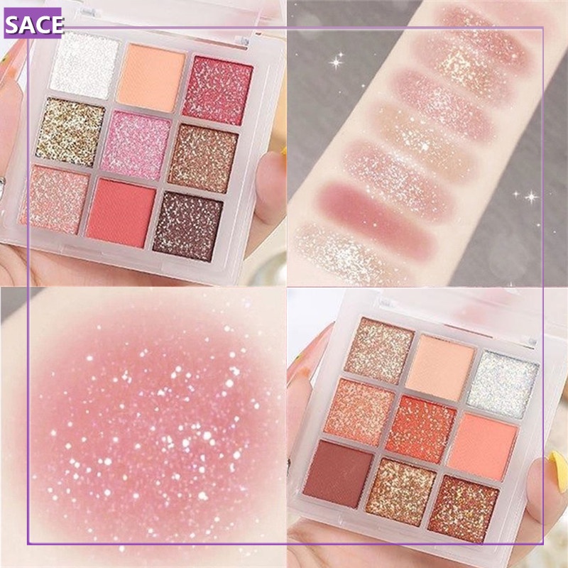 9 Colors Eyeshadow Palette Pearl Matte Glitter Earth Color Waterproof ...