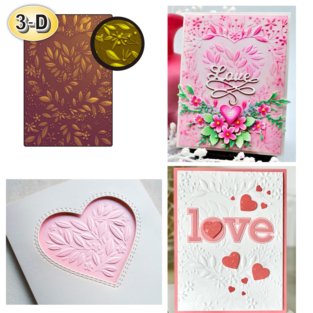 3D Embossing Folder Heart Wreath Pattern Scrapbooking Supplies Craft ...