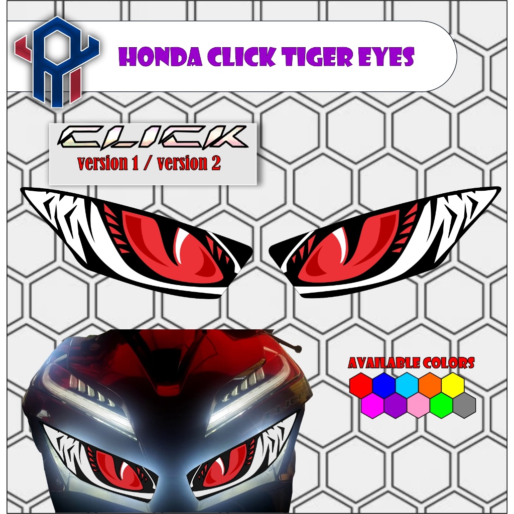 Honda Click v2 v3 v4 tiger eyes waterproof quality sticker | Shopee ...
