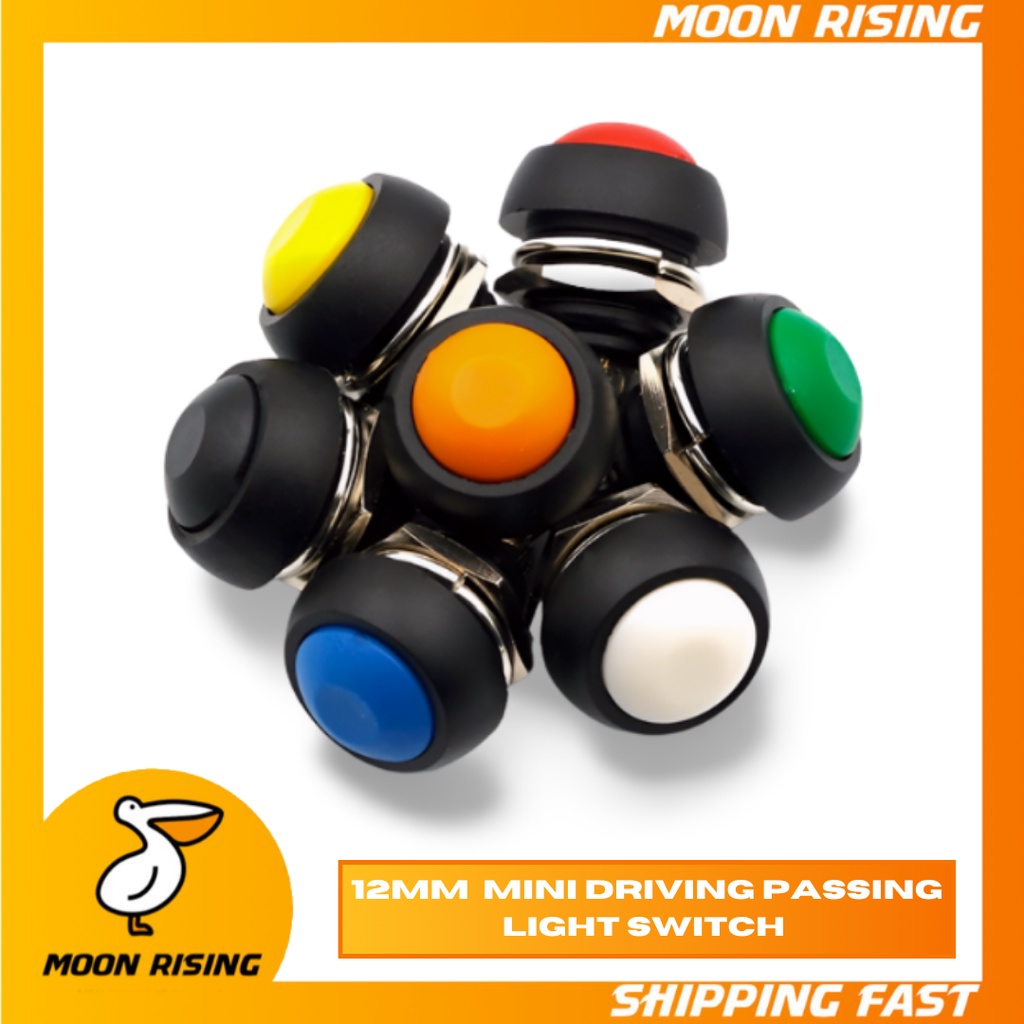 Waterproof Momentary Push Button Switch 12mm Mini Driving Passing Light ...