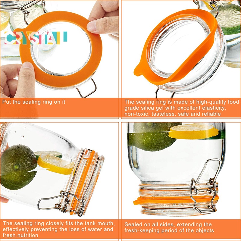 Crystal- 5Pcs Silicone Gasket Airtight Seals Rings Leak Proof Canning ...