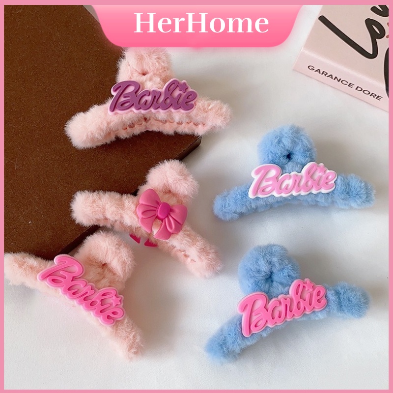 Barbie Plush Shark Hairpin Korean Cute Princess Pink Hairpin Letter ...