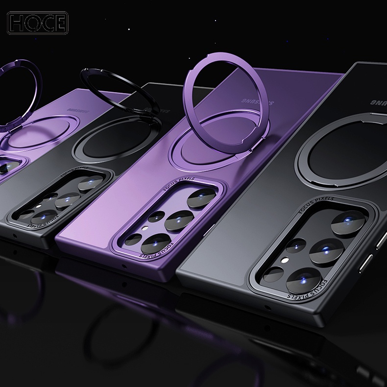 HOCE Strong Magnetic 360°rotation Ring Holder Phone Case For Samsung Galaxy S24 S23 Ultra ...