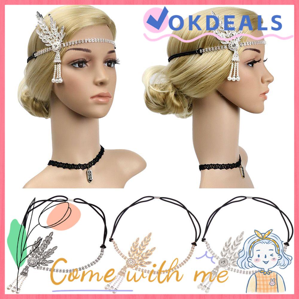 OKDEAL Gatsby Flapper Dancing Party Elegant Diamond Headdress Pearl ...