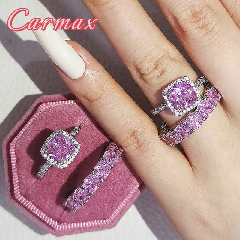 S925 Silver Fashion Advanced Sense Pink Diamond Series Inlaid AAA ...
