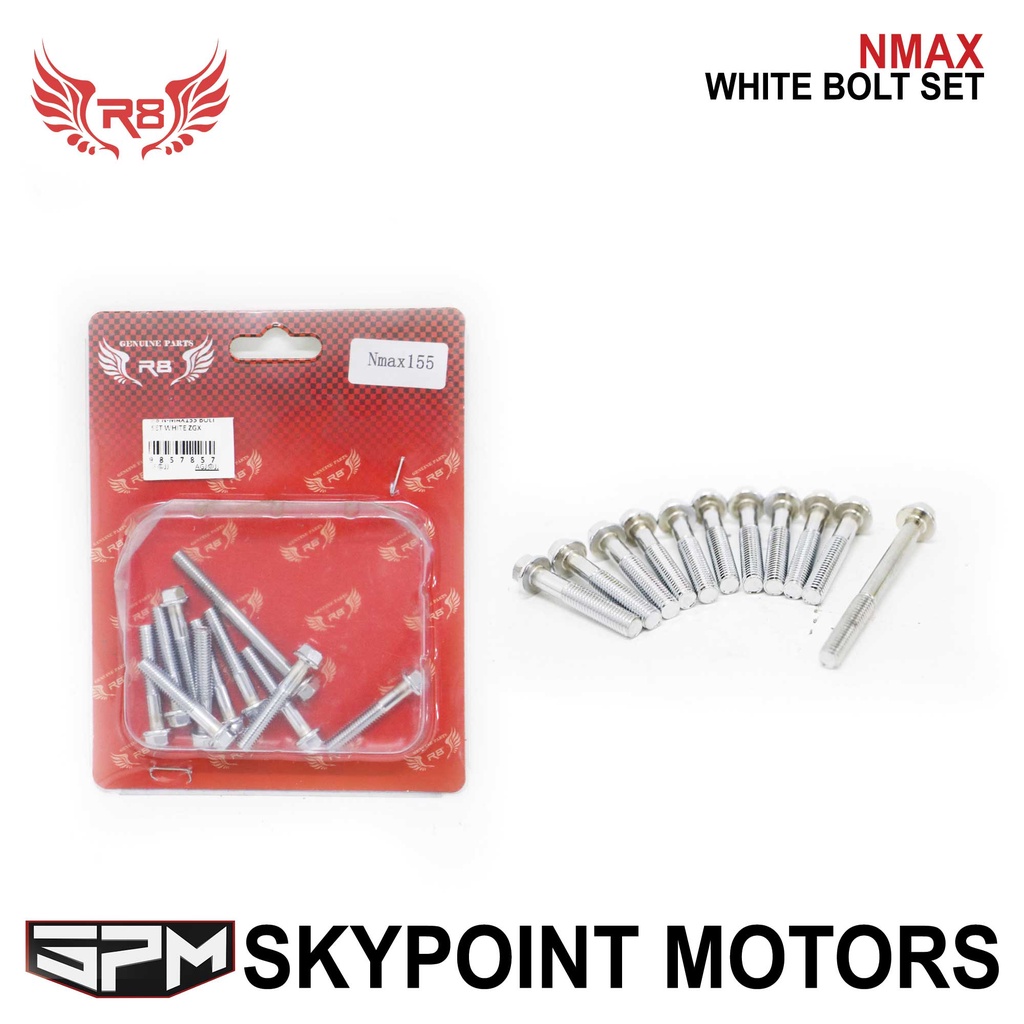 R8 NMAX155 BOLT SET WHITE FOR MOTORCYCLE (9857-857) | Shopee Philippines