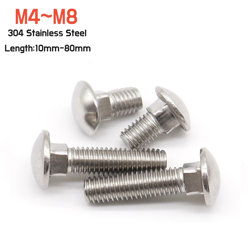 M4 M5 M6 M8 304 A2 Stainless Steel Round Head Square Neck Carriage ...