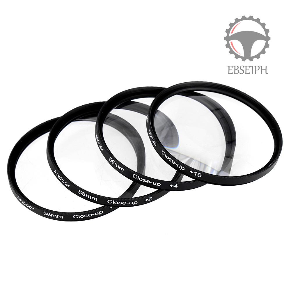 Ebest Andoer 58mm Macro Close-Up Filter Set +1 +2 +4 +10 with Pouch for ...