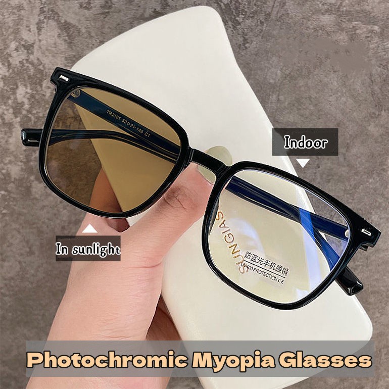 Trendy Color-changing Myopia Glasses Ladies Fashion Color-changing ...