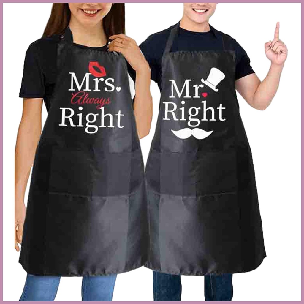 Funny Aprons For Couple Baking Aprons Soft 2pcs Wear Resistant Waterdrop Resistant Non Fade Mr ...