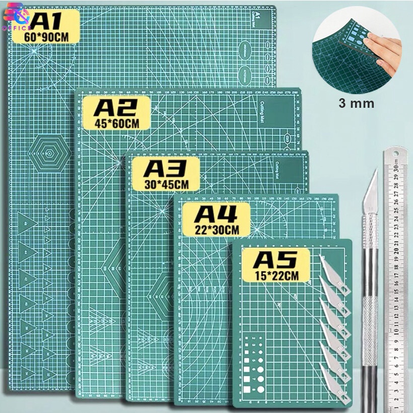 Cutting Mat For Paper A4/A3/A2/A1 Hard Rubber Slit Craft Quilting Grids ...