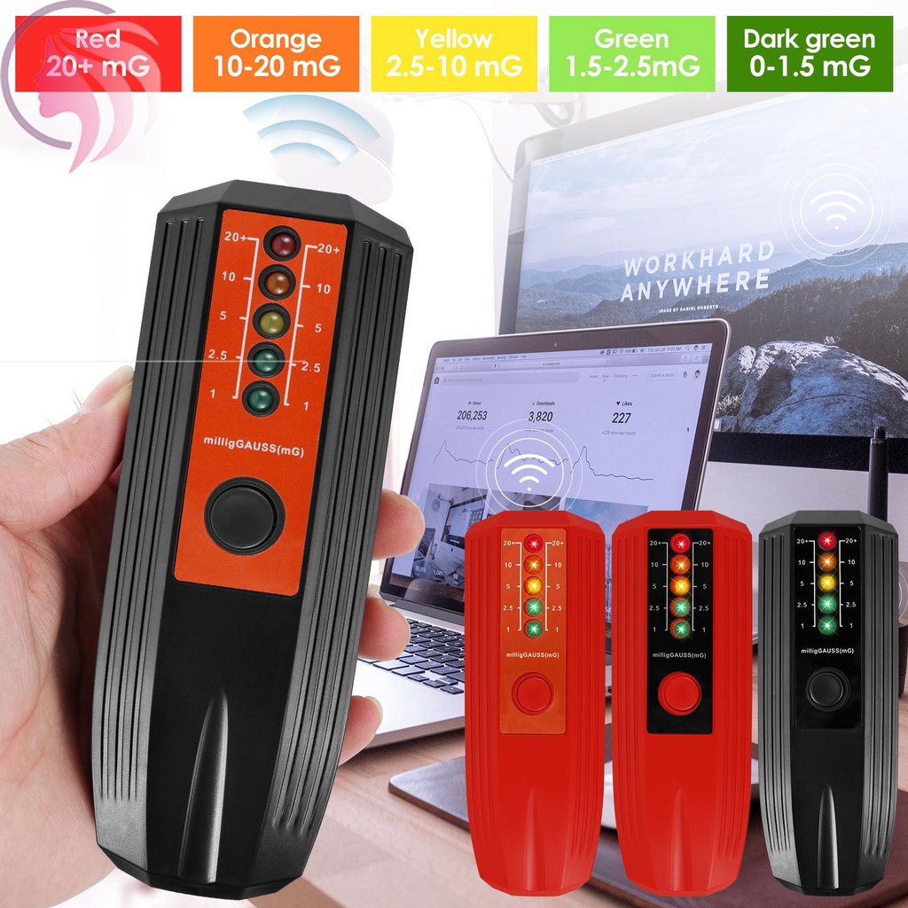 Electromagnetic Radiation Detector Portable Emf Reader With Colorful