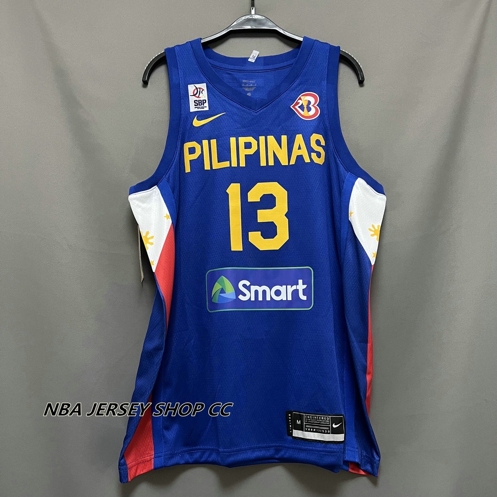 Men's New Original Gilas Pilipinas #13 Abueva Jersey Blue Heat-pressed ...