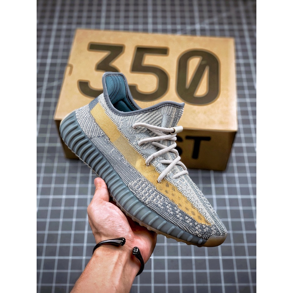 ready stock original yeezy boost 350 v2 "israfil" grey blue sneakers on ...