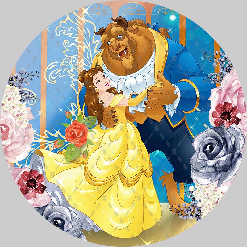 Beauty And The Beast Bell Princess Round Birthday Backdrop For ...