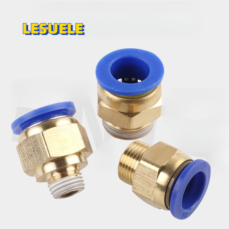 LESUPC8-02 Copper Male Thread Straight-through Quick Plug Connector ...