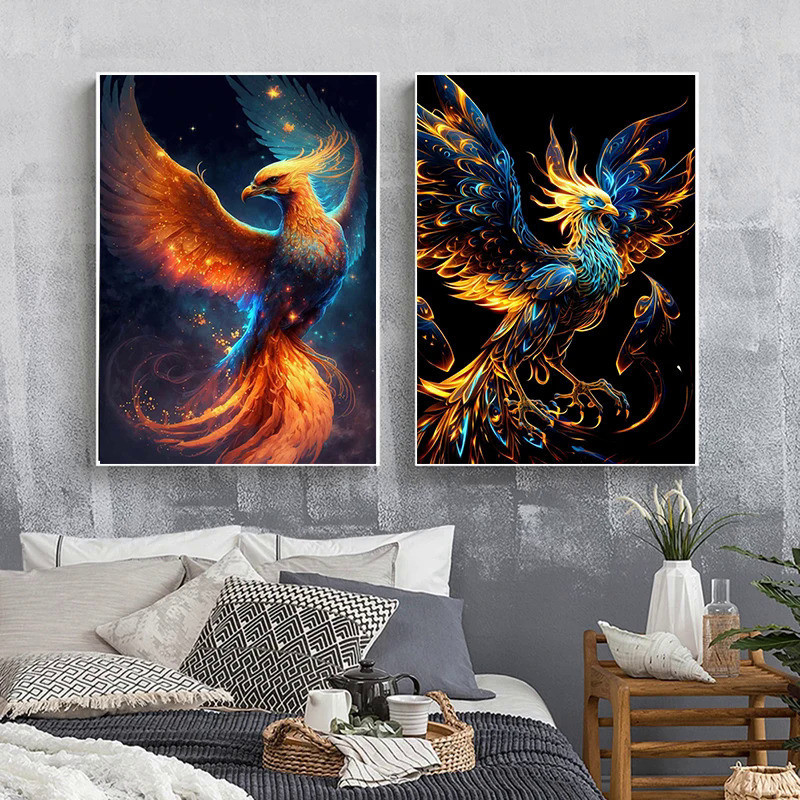 Retro Art Legends Phoenix Bird Poster And Print Canvas Painting Wall ...