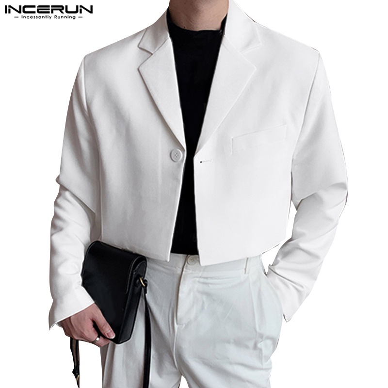 INCERUN Men's Truncated Solid Casual Blazer | Shopee Philippines