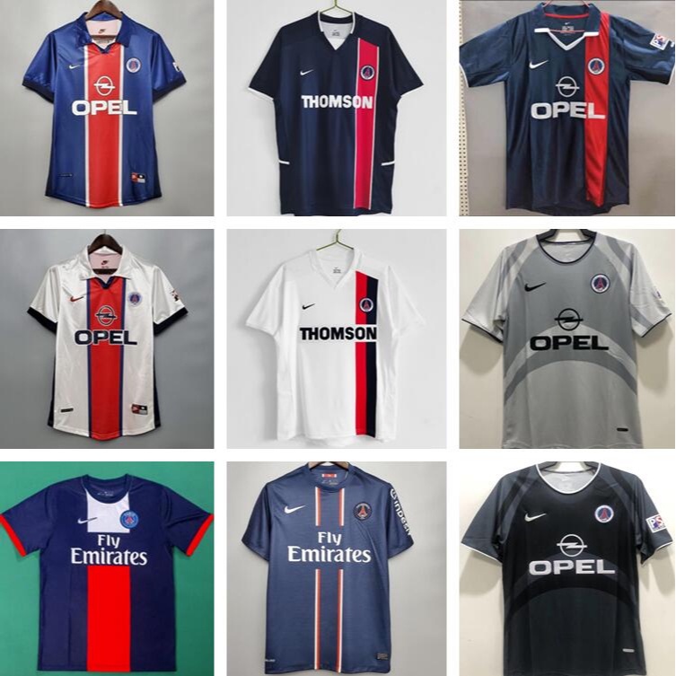 98-99 Paris PSG home blue Away White Retro Soccer Jersey Football ...