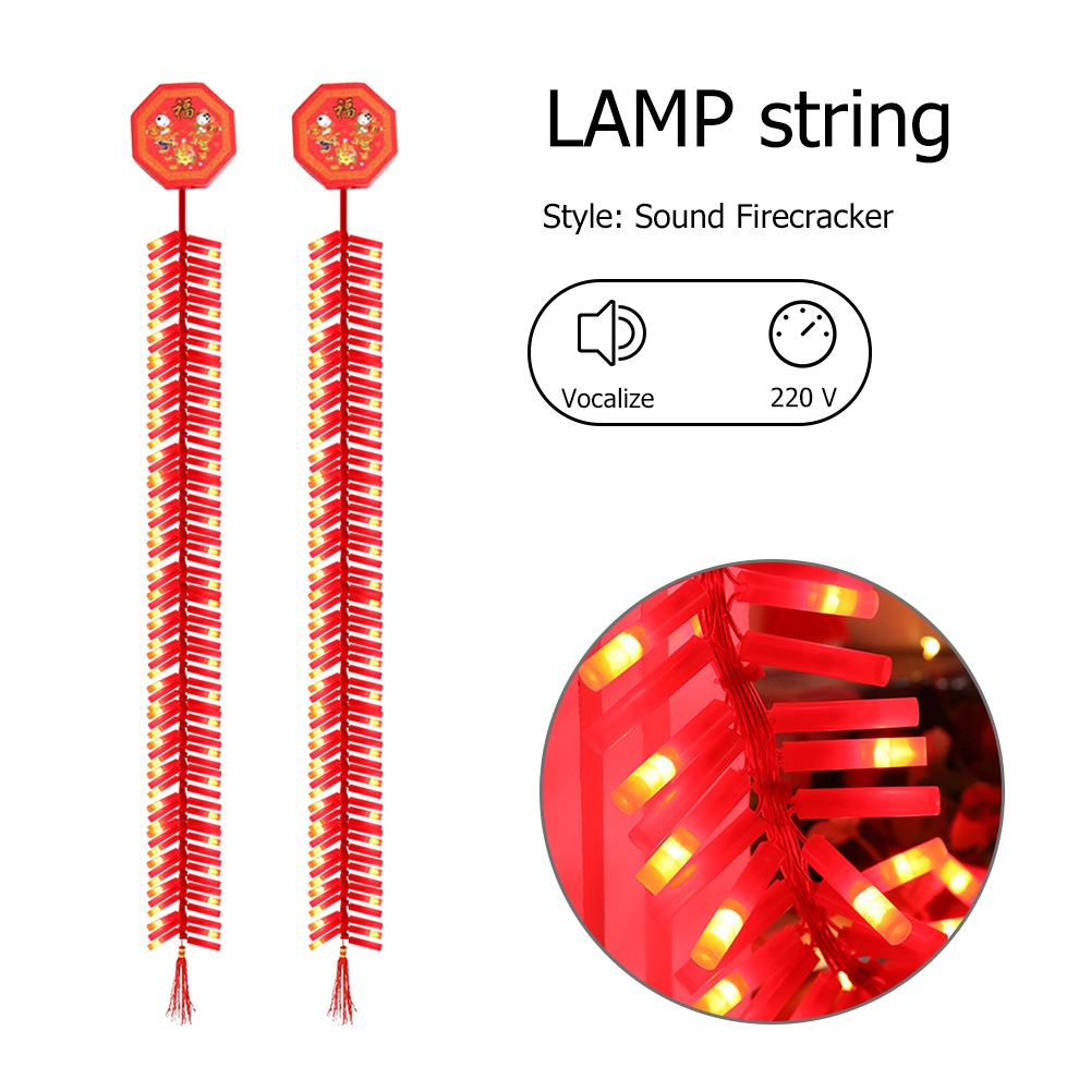 92LED 1.35m Electronic Firecracker Lamp with Sound AC220V LED String ...