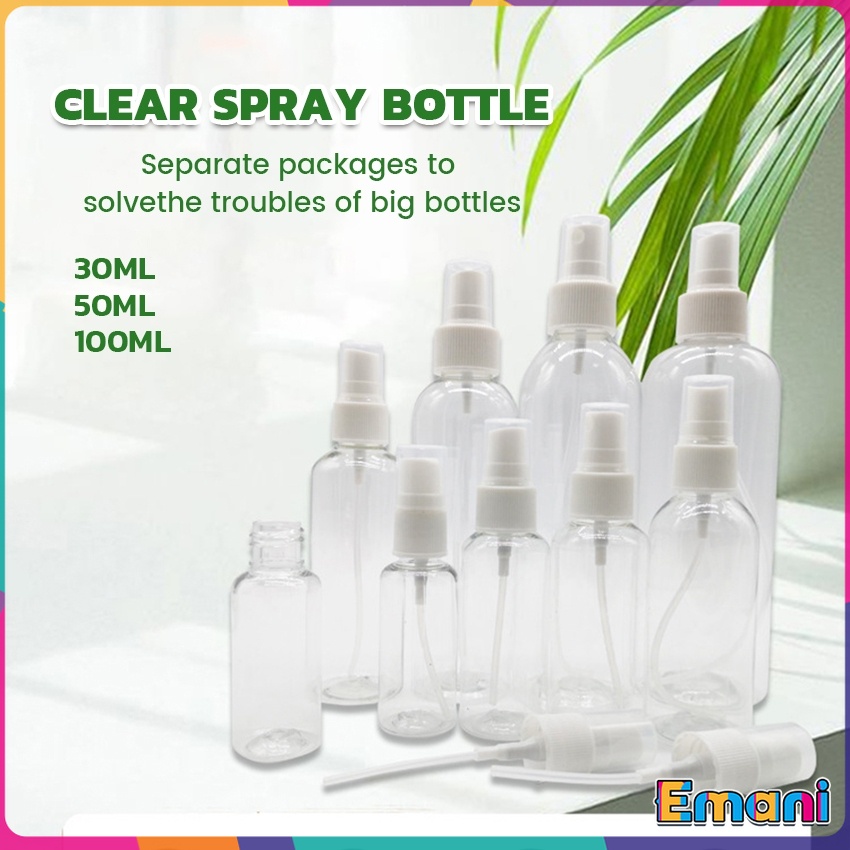 Em 30/50/100ML Transparent Plastic Spray Bottle 30/50/100ML for Alcohol ...