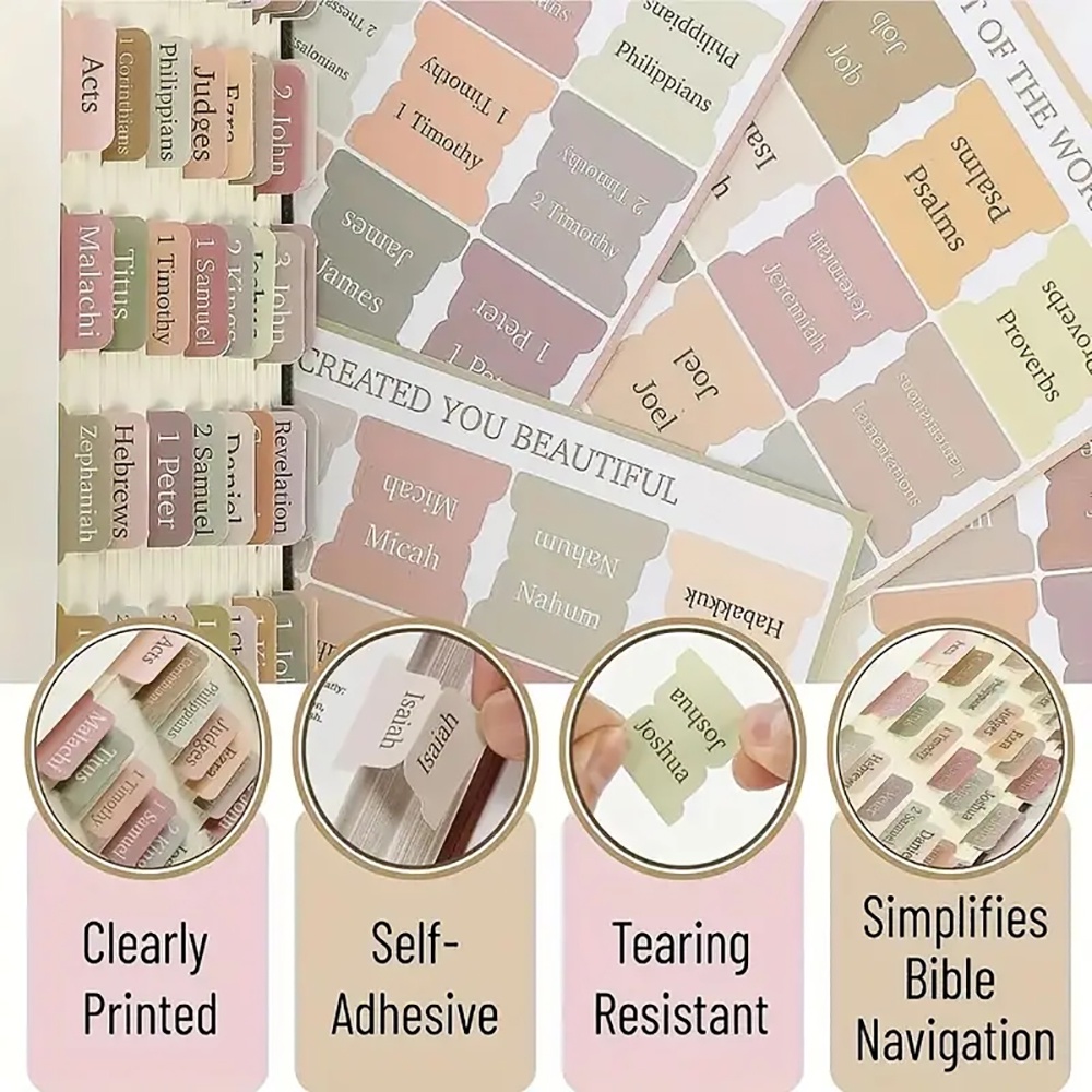 5 Sheet Bible Index Label Sticker Bookmark Stickers Writable Removable ...